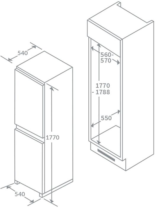 Prima PRRF500 50/50 * Frost Free * 224Litres Integrated Fridge Freezer ...