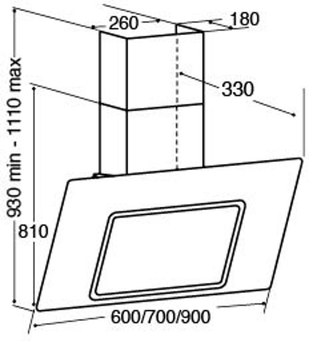 CDA EVA60BL 60cm Angled Extractor Hood Black Built In Kitchens ...
