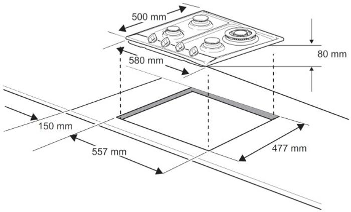 Rangemaster RMB60HPNGFGL 60cm Gas on Glass 4 Burner Gas Hob Black Glass ...