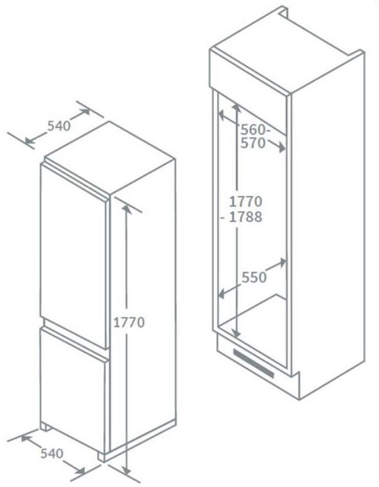 Prima PRRF700 70/30 *FROST FREE* 238 Litres Integrated Fridge Freezer ...