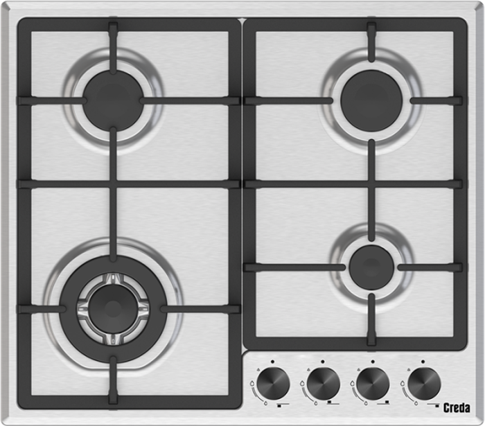Creda C60GFCWX 60cm inc Wok Burner Cast Pan Stands Gas Hob Stainless ...