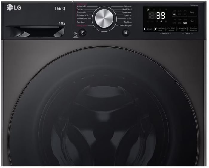 LG F4Y711BBTN1 TurboWash™360 11kg 1400 rpm WiFi connected Steam™ AI ...