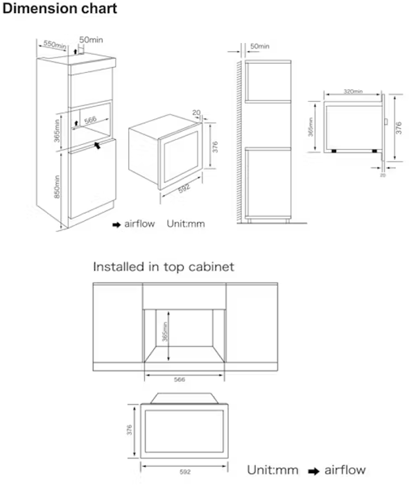 CATA UBMICL20BK.1 Wall-Unit Microwave & Grill 20Litres 700 Watts Built ...