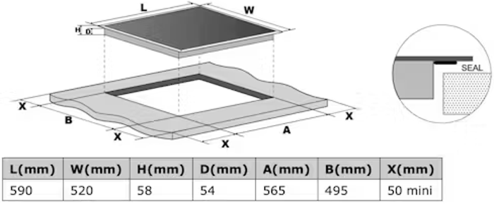 CATA ICONFLEX60F 60cm flexible zone Induction Hob Black Built In ...