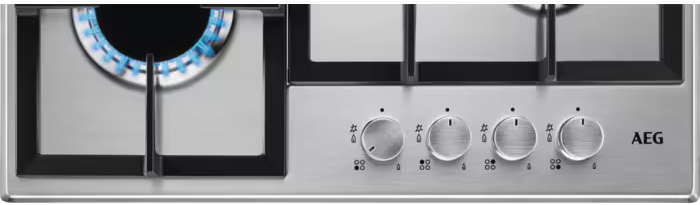 AEG HGB64200SM 3000 Slim line 60cm 4 Burner Cast Iron Pan Supports Gas ...